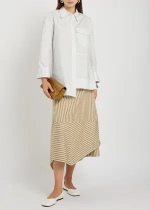 3.1 Phillip Lim Pinstriped Asymmetric Cotton-poplin Shirt - White