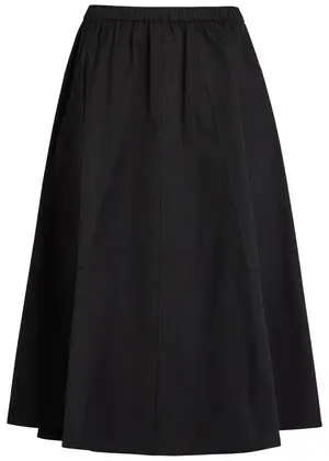 Vince Cotton Poplin Midi Skirt - Black