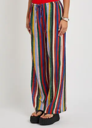Staud Mateo Striped Cotton Trousers