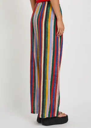 Staud Mateo Striped Cotton Trousers