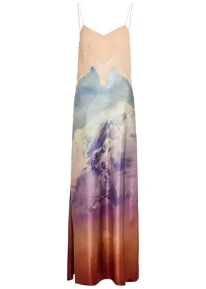Gabriela Hearst Adolphine Printed Lace And Silk Maxi Dress - Red