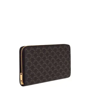 Celine Large Zipped Wallet In Triomphe Canvas