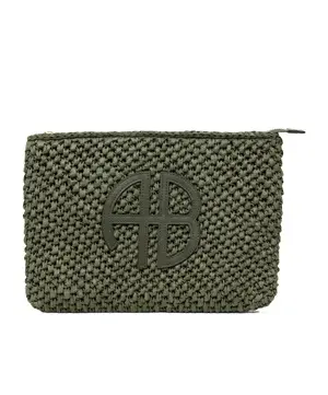 ANINE BING Woven Logo Pouch - Green