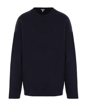 Loewe Logo Detailed Crewneck Jumper - Navy Blue