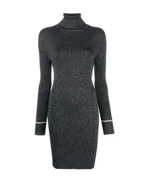Off-White Logo Stripe Knitted Dress - Black