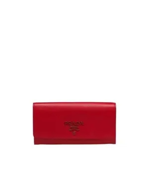 Prada Large Saffiano Leather Wallet - Red