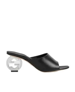 Gucci Logo Plaque Slip-on Mules - Black