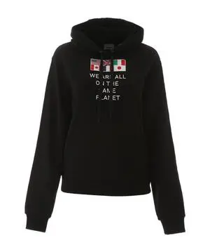 Burberry Flag Appliqué Hoodie - Black