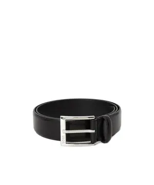 Hugo Boss Logo-engraved Buckle Leather Belt - Black