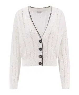 Brunello Cucinelli Dazzling Ribbed Net Cardigan