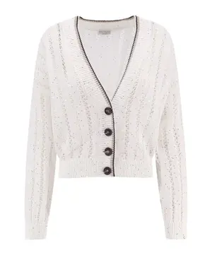 BRUNELLO CUCINELLI Brunello Cucinelli Dazzling Ribbed Net Cardigan