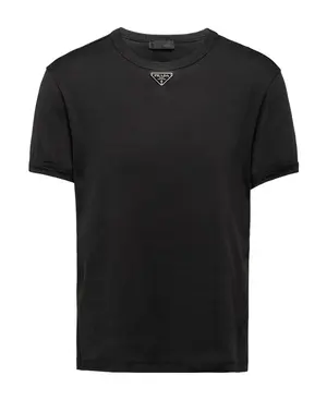 Prada Triangle Logo Crewneck T-shirt - Black