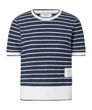 Thom Browne Striped Honeycomb Knit T-shirt - No