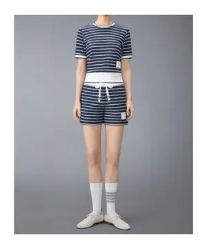 Thom Browne Striped Honeycomb Knit T-shirt - No