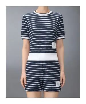 Thom Browne Striped Honeycomb Knit T-shirt - No