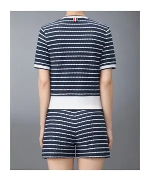 Thom Browne Striped Honeycomb Knit T-shirt - No