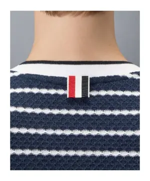 Thom Browne Striped Honeycomb Knit T-shirt - No