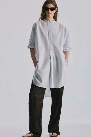 THE ROW Dottie Shirt In Sea Island Cotton Poplin - Light Blue Stripe