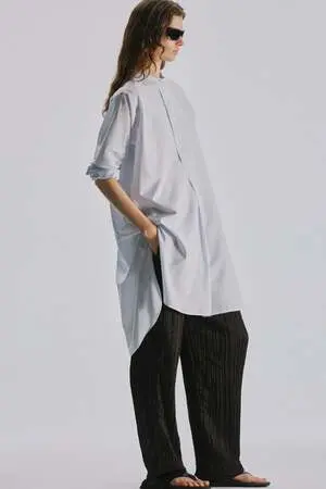 THE ROW Dottie Shirt In Sea Island Cotton Poplin - Light Blue Stripe