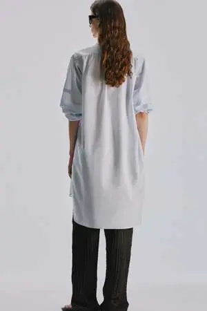 THE ROW Dottie Shirt In Sea Island Cotton Poplin - Light Blue Stripe