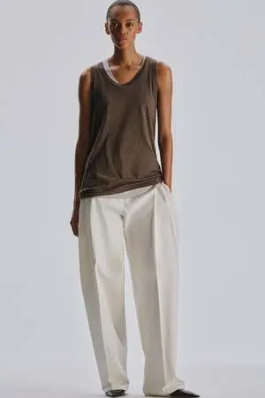 THE ROW Elana Cotton Jersey Tank Top - Grey Sepia