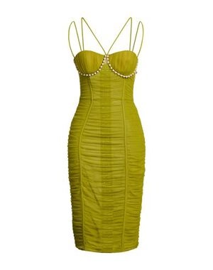 Elisabetta Franchi Lime Polyamide Midi Dress - Lime Green