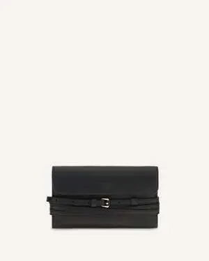 Moschino Leather Wallet With Buckle Detail - Black
