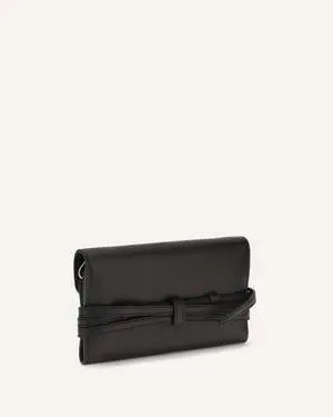 Moschino Leather Wallet With Buckle Detail - Black