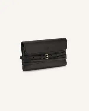 Moschino Leather Wallet With Buckle Detail - Black