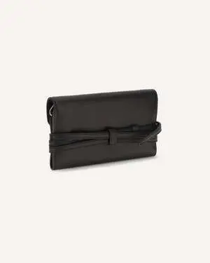 Moschino Leather Wallet With Buckle Detail - Black
