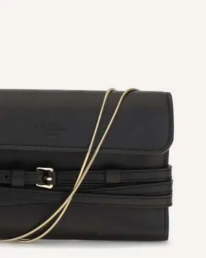 Moschino Leather Wallet With Buckle Detail - Black