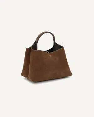 TOD'S Suede Handbag With T Timeless Detail - Brown