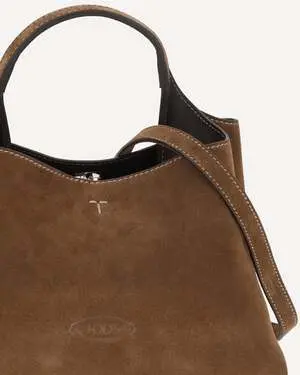 TOD'S Suede Handbag With T Timeless Detail