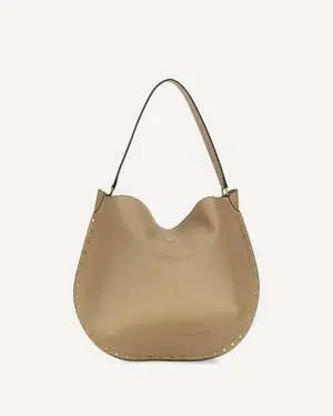 Isabel Marant Étoile Oskan Hobo Shoulder Bag In Grained Calfskin - Beige
