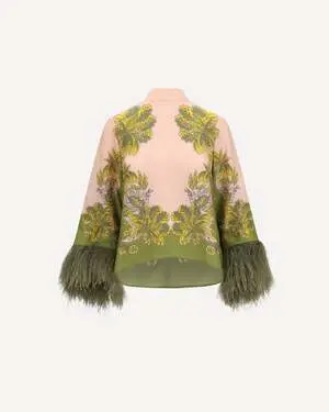 La DoubleJ Silk Top With Ostrich Feathers