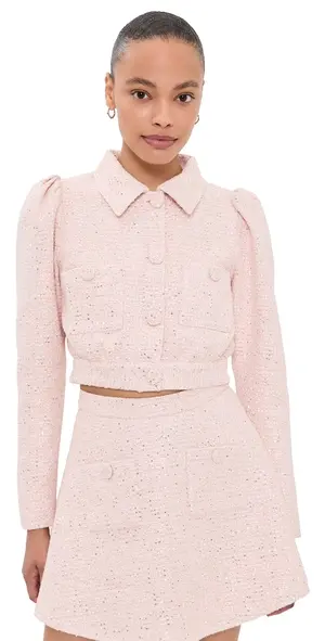 Bardot Bennett Bouclé Jacket With Sequin Embellishments - Soft Pink