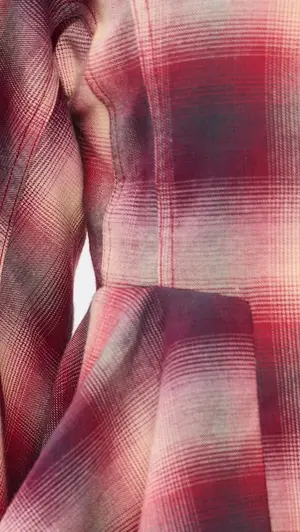 GANNI Cotton Flannel Check Peplum Shirt