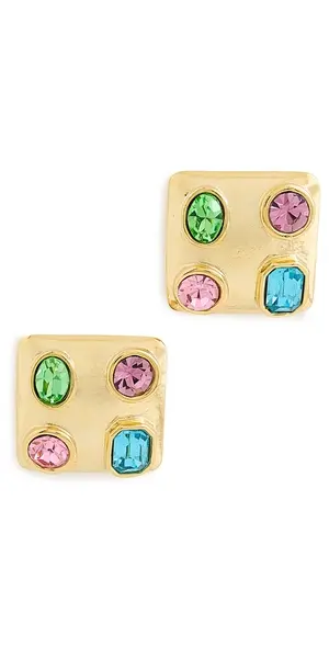 KENNETH JAY LANE Stones Square Earrings - Multi Pastel