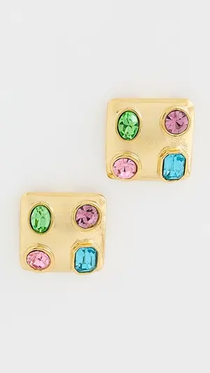 KENNETH JAY LANE Stones Square Earrings