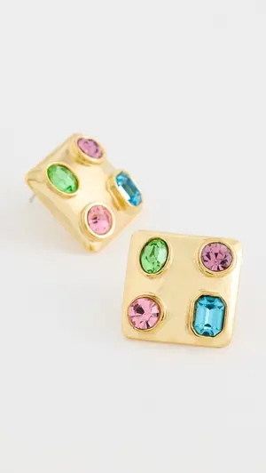KENNETH JAY LANE Stones Square Earrings