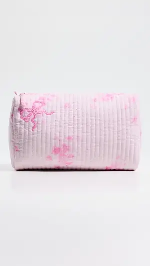 LoveShackFancy Octavia Quilted Pouch With Bow Embroidery