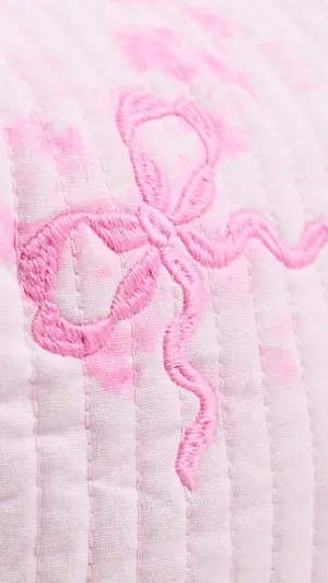 LoveShackFancy Octavia Quilted Pouch With Bow Embroidery