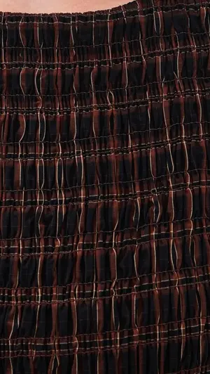 GANNI Smocked Check Tie Top