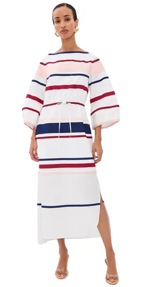 Rosie Assoulin Ribbon Caftan Dress - White Multi
