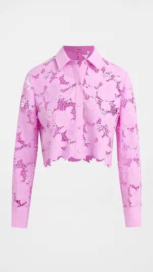 L'Agence Seychelle Cropped Button Down Shirt
