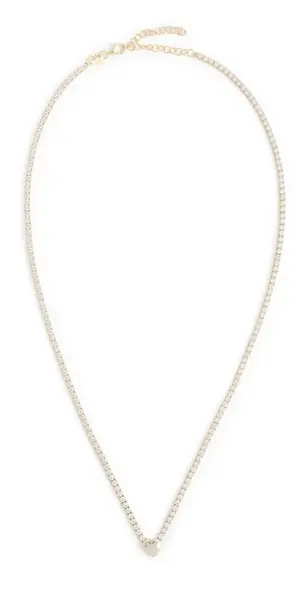 Shashi Harvard Tennis Necklace With Heart Charm - Gold/silver