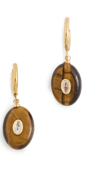 ADINA EDEN Turtle Charm Hoop Earrings - Brown