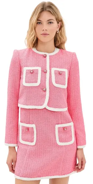 Cinq À Sept Contrast Auden Jacket - Elle Pink/white