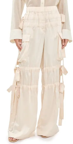 AKNVAS Odin Satin Tie Trousers - Cream