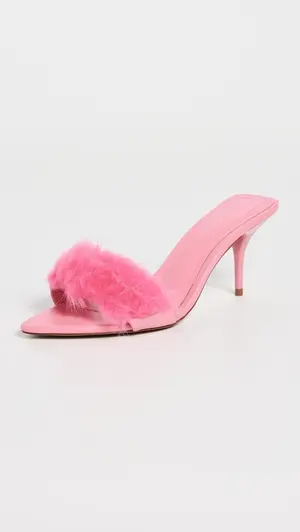 Schutz Elodie Faux Fur Mules - Cherry Blossom